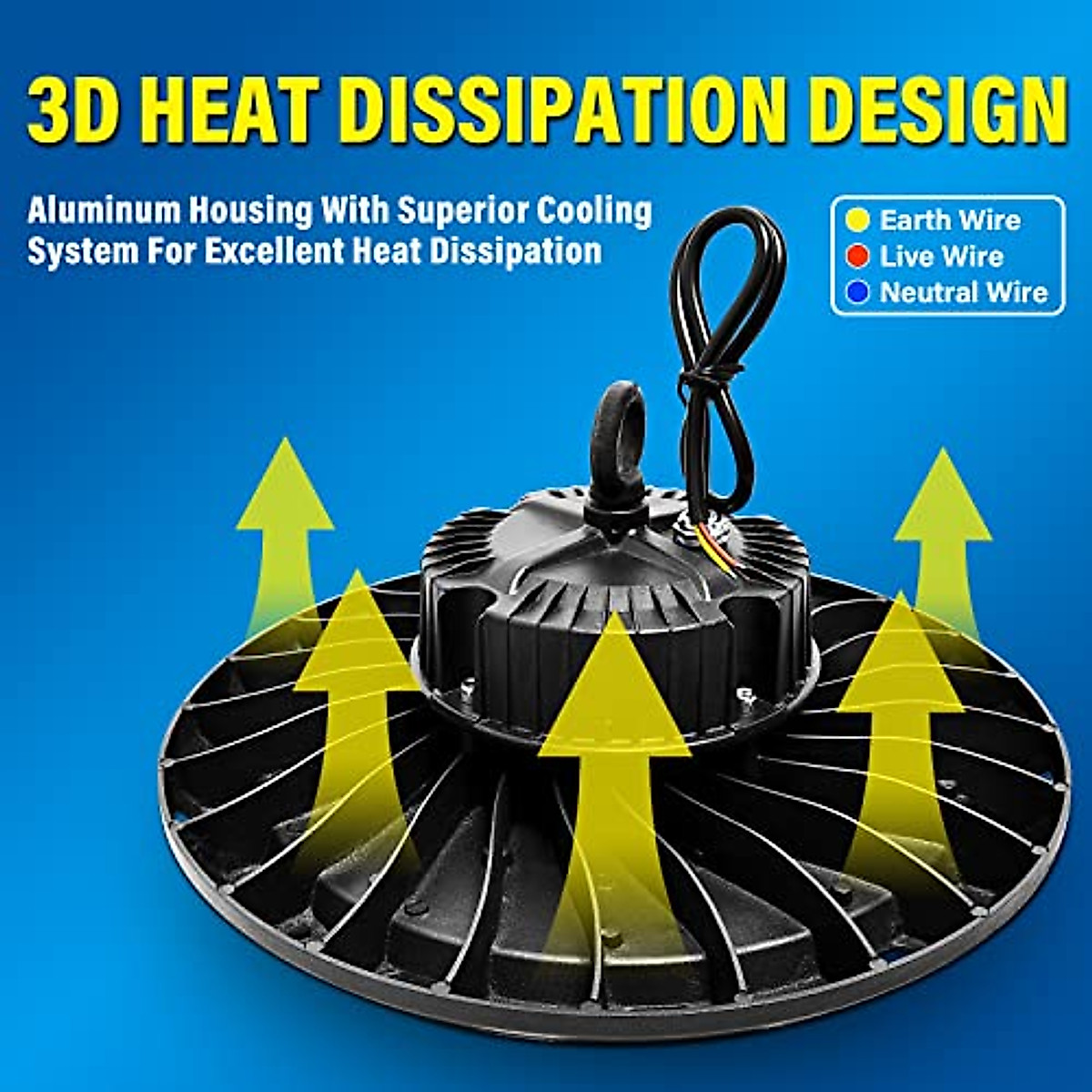 AUXTINGS 150W UFO LED High Bay Light 15000lm 6000K Daylight 600W HID/HPS Equivalent LED Shop Lights for Warehouse Shop Workshop Industrial Factory Garage Basement Barn High Bay Light