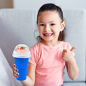 DIY Slushy Maker Cup 2 Pack, Double Layers Silica Cup,Smoothie Pinch Ice Cup, Frozen Magic Squeeze Cup, Cooling Maker Cup, Freeze Mug Tools, Portable Squeeze Icy Cup