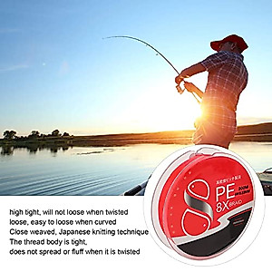 Jeanoko 8 Strands Fishing Line, Fly Fishing Line Prevent Winding Powerful Tensile Strength 0.38mm Diameter Colorfast Durable for Pond