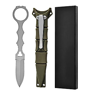 CIZPIROK Small Tactical EDC Fixed Blade Knife with Kydex Sheath and Pocket Clip, 440C Steel Blade Camping Knife Outdoor Fishing Hunting Survival Knives Hiking Tools Collection Gifts for Men - Black