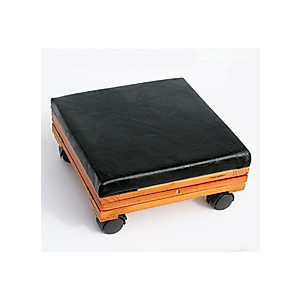 EPC Rolling Adjustable Solid Wood Fold-A-Way Leather Cushion Foot Rest