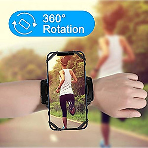 VUP Wristband Phone Holder, 360° Rotatable Forearm Armband for iPhone 14/13/Pro Max/Pro/Mini/12/11/SE 2020/Xs/XR/X/8/7/Plus, Fits All 4-6.7 Inch Smartphones, Great for Hiking Biking Running (Black)