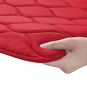 Yafa Home Fashion Oval Shaped Design Embossed Solid Color Memory Foam Soft Bathroom Rug Non-Slip PVC Backing