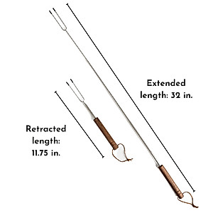 Blue River Goods Smores Sticks | Set of 6 Marshmallow Roasting Sticks | Telescoping Stainless Steel w/Walnut Handles | Smore Sticks for Marshmallow Sticks for Fire Pit | Smore Sticks for Fire Pit