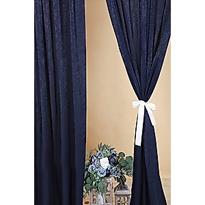 Cytdkve 2 Panels 4.8 Feet x 10 Feet Navy Blue Velvet-Like Wedding Backdrop Curtain Drapes, Silky Soft Window Curtains Panels for Wedding Ceremony Birthday Party Decorations