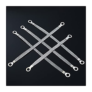 zipelo Universal Automotive Ground Strap, 6Pcs 12" Vehicle Engine Ground Cable Strap Kit, Professional Heavy Duty Braided Tinned Copper Strap for SUV Truck Most Cars (Silver2)
