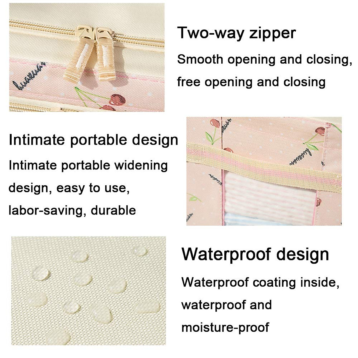 Storage Bins Boxes, Foldable Storage Bag-Capacity 72 L, Steel Frame Support Clothing Storage Bag, Quilt Collection Bag, Clothing Storage Bag With Transparent Window (Storage Bag - 1 Pack) (Pink)