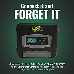 Battery Tender 30 AMP MPPT Solar Charge Controller with LCD Screen for use with 12 Volt/24 Volt Lead Acid, AGM, Gel, and 12 Volt Lithium Batteries