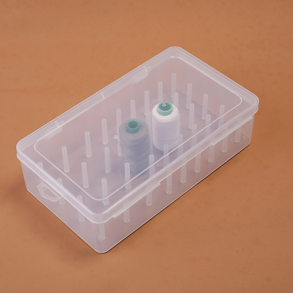 42 Slots Empty Sewing Satchel Organizer Trays - Super Durable Plastic Storage Box Case, Art Embroidery With Holder Bin | Container for Thread Spools & Others Easily Fit Your Crafting Machine Workspace