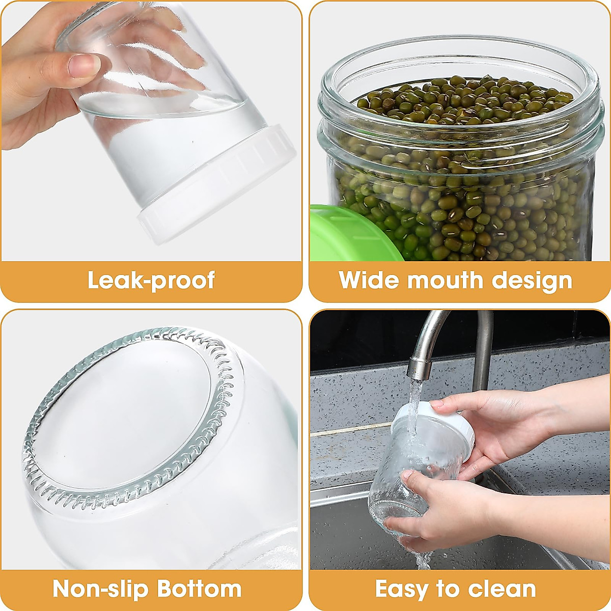 Lallisa 12 Pcs 16 oz Wide Mouth Glass Mason Jars with Colored Plastic Lids and Metal Airtight Lids Food Storage Jars Overnight Oats Containers for Crafts Meal Preparation Pickling 1 Pint Canning