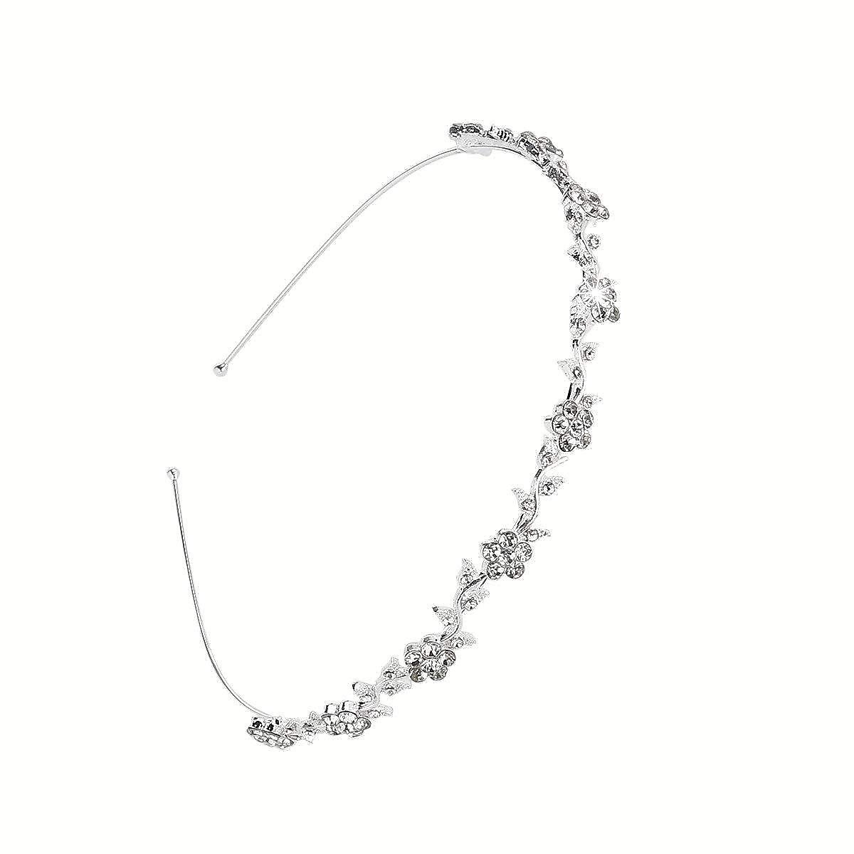 SUWOW Bridal Headband Bridal Headpieces for Wedding Crystal Headband Stylish Rhinestones Princess Crown Flower Leaf Tiara Headband Wedding Tiaras for Bride Prom Headband for Women Girl Adult Kids