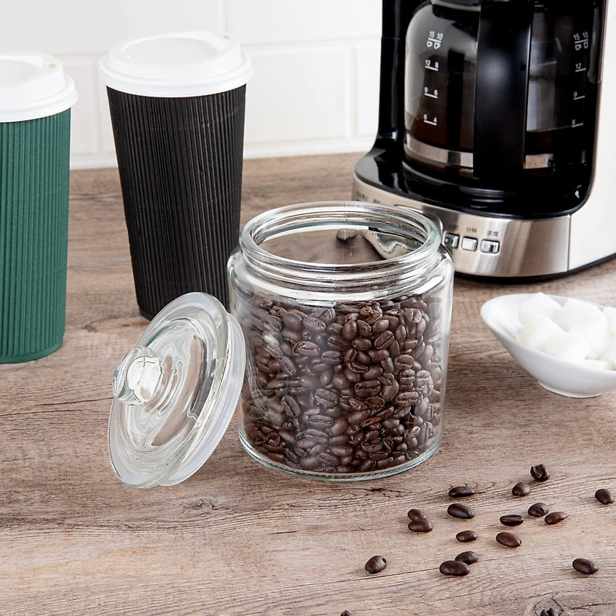 Restaurantware Vetri 0.2 Gallon Glass Storage Jar 1 Dishwashable Glass Cookie Jar - Airtight Seal Wide Opening Clear Glass Candy Jar Knob Handle Lid For Kitchen Laundry Or Storage