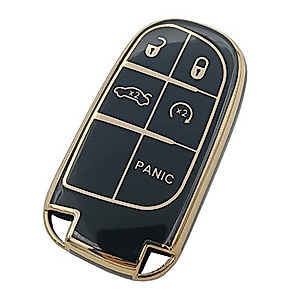 Guibuhuse TPU Protective Remote Key Fob Cover Fits for Jeep Grand Cherokee 2014-2021 Dodge Charger 2012-2018 2017 2018 2016 Wrangler Compass Renegade Patriot Grand Comander
