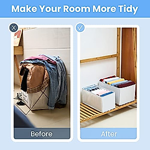 2 Packs Wardrobe Clothes Organizer,Upgrade PP Board Clothes Organizer for Folded Clothes,7 Grids Washable Drawer Organizers for Clothing for Jeans,Pants,T-shirts,Underwear,Socks,Leggings (Large)