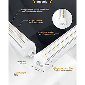 Ensenior 10 Pack 4 FT Led Shop Lights, 6000K Clear White, 5000LM Super Bright, 36W Equivalency 468W, Commercial Bay Lighting, U-Shaped Linkable Shop Lights Plug in for Garage, Workshop, FCC Certified