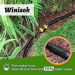 Winisok Flat Garden Soaker Hose 100FT(50Ft x 2Pack), Heavy Duty Double Layer Drip Hose - Save70% Water Flexible Watering Hose for Lawn, Garden Beds