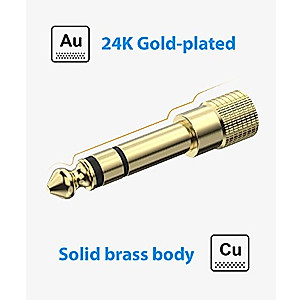GIMILINK Headphone Stereo Audio Jack Adapter 6.35 mm 1/4 inch Male to 3.5 mm 1/8 inch Female, 1/8 inch to 1/4 inch Plug Aux Adapter (3-Pack)