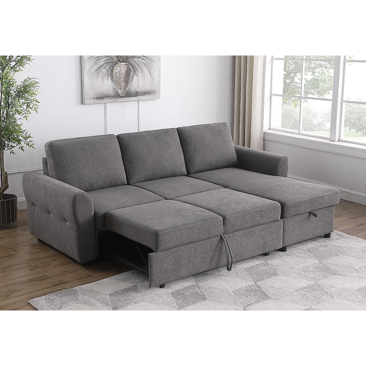 Coaster Samantha Sleeper Sectional, Grey