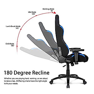 AKRacing Core Series EX-Wide Gaming Chair with Wide Seat, High and Wide Backrest, Recliner, Swivel, Tilt, Rocker and Seat Height Adjustment Mechanisms with 5/10 warranty - Black/Blue