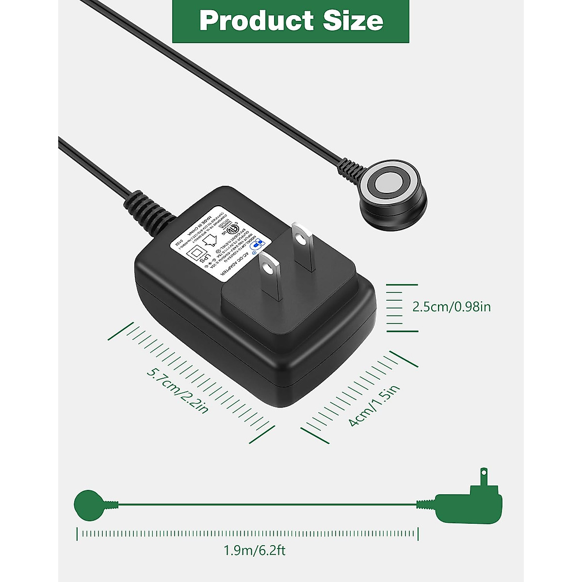 JOVNO for Shark VM252 VACMOP Charger Compatible with Shark VM252 VM252C QM252 VM250 VACMOP Pro Vacuum Adapter Round Magnetic Power Cord Replace Shark Cordless Hard Floor Vacuum Mop Magnetic Charger