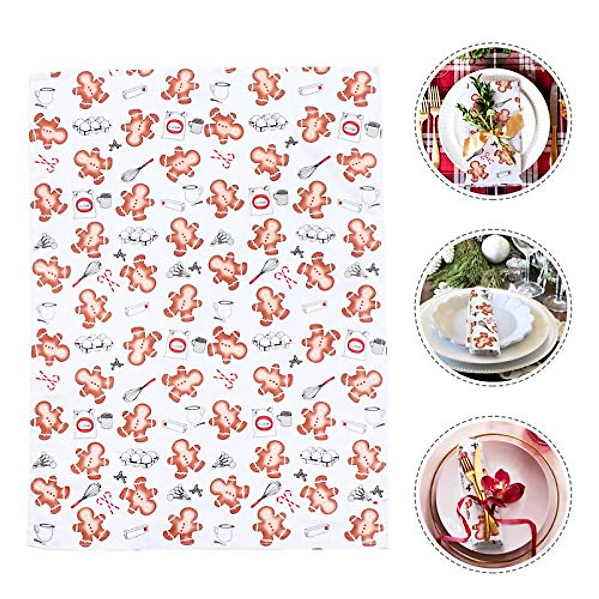 Hemoton Stocking Stuffers Christmas Dish Towel Absorbent Drying Gingerbread Man Dinner Tea Towels Xmas Holiday Table Dining Cotton Tea Towel Dish Cloth Napkin 70X50CM Red Napkins Paper