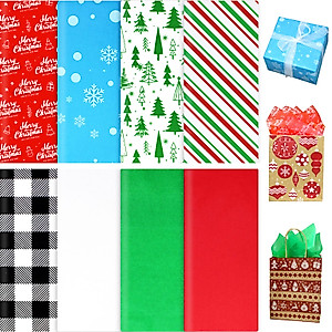 Hifunwu 160 Sheets Christmas Tissue Paper for Gift Wrapping Bags, Christmas Tissue Paper Bulk, Holiday Tissue Paper for Gift Bags Wrapping