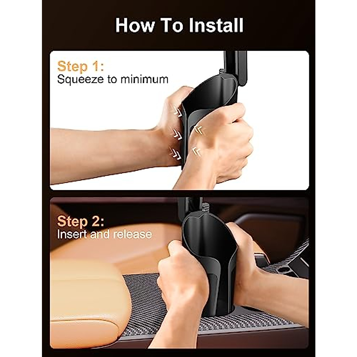 TAZENI Cup Holder Phone Mount for Car Bottle Friendly Cup Phone Holder for Car High Adjustable Cell Phone Cup Holder Expander for Car Easy Install & Sturdy & Durable Fit 4-7‘’ iPhone Android