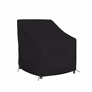 Covers & All Outdoor Chair Cover, 12 Oz Waterproof UV & Weather Resistant Patio Furniture Sofa Cover for Outdoor Outside Seating Lawn Garden, with Air Vents & Drawstrings (29”W x 30”D x 36”H, Black)