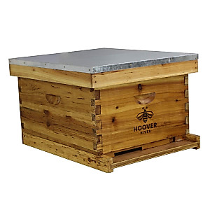 Hoover Hives 10 Frame Langstroth Beehive Dipped in 100% Beeswax Starter Kit (1 Deep Box& Accessories)