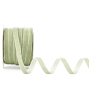 DINDOSAL Sage Green Velvet Ribbon 3/8 Inch Single Face Thin Velvet Ribbon for Gift Wrapping, Wedding, Christmas Decorations, Hair Bows, Choker, Cafts, Bouquet - 25 Yards