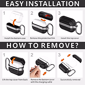 HALLEAST Compatible Airpods Pro 2 Case 2022, Airpods Pro 1 Case 2019, Metal Alloy Cover Shockproof Protective TPU Shell with Keychain, Front LED Visible & Support Wireless Charging, Black