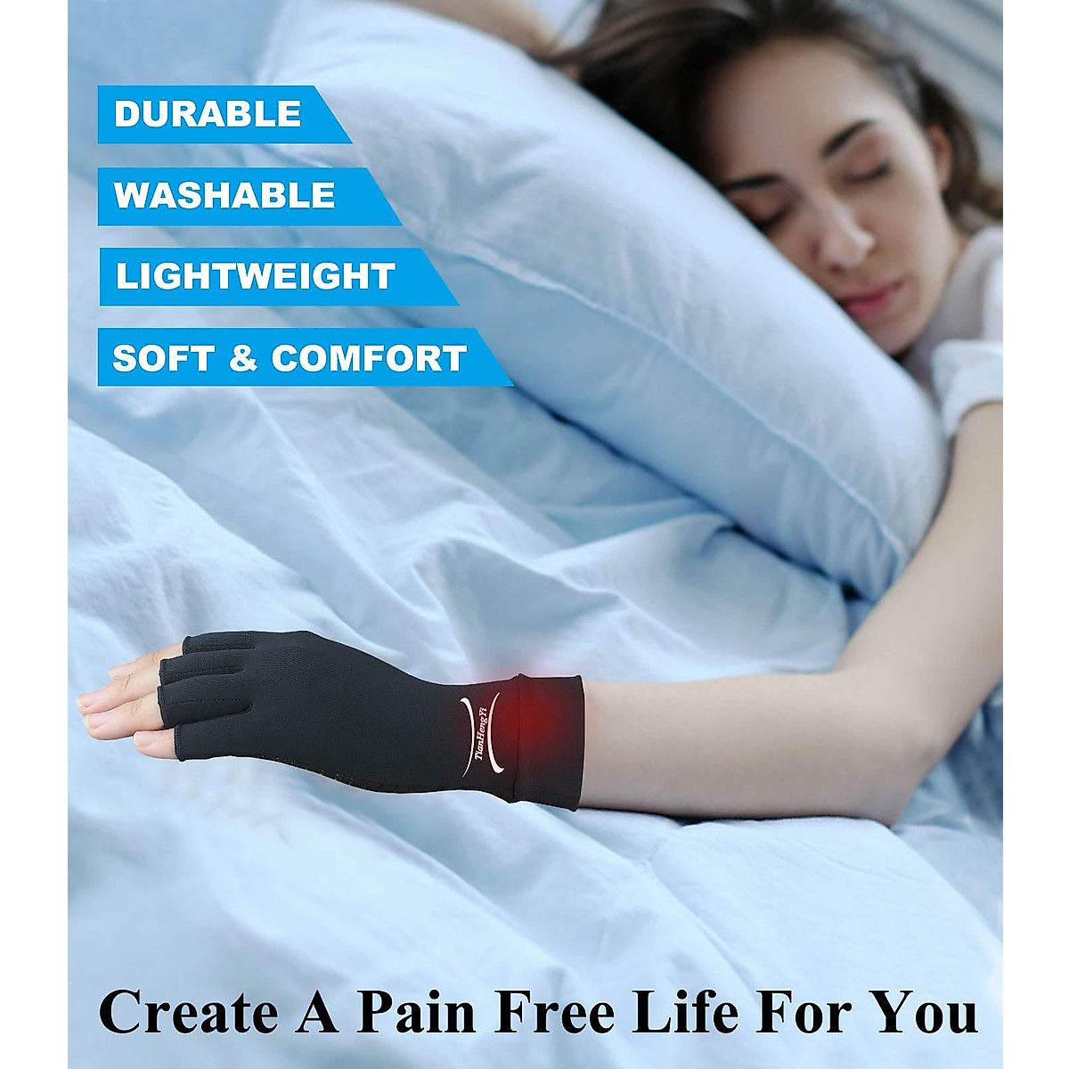 2 Pairs Copper Arthritis Gloves for Women, Compression Gloves for Men for Pain, Fingerless Hand Gloves for Carpal Tunnel, Crochet, Relieve Pain, Swelling, Support Wrist and Joint, Typing (Medium)