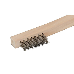 Steelman Stainless Steel 1200-Bristle Count Wire Brush for Mechanics and Painters, Removes Rust and Paint from Metals, Wood Handle, 5 Pack