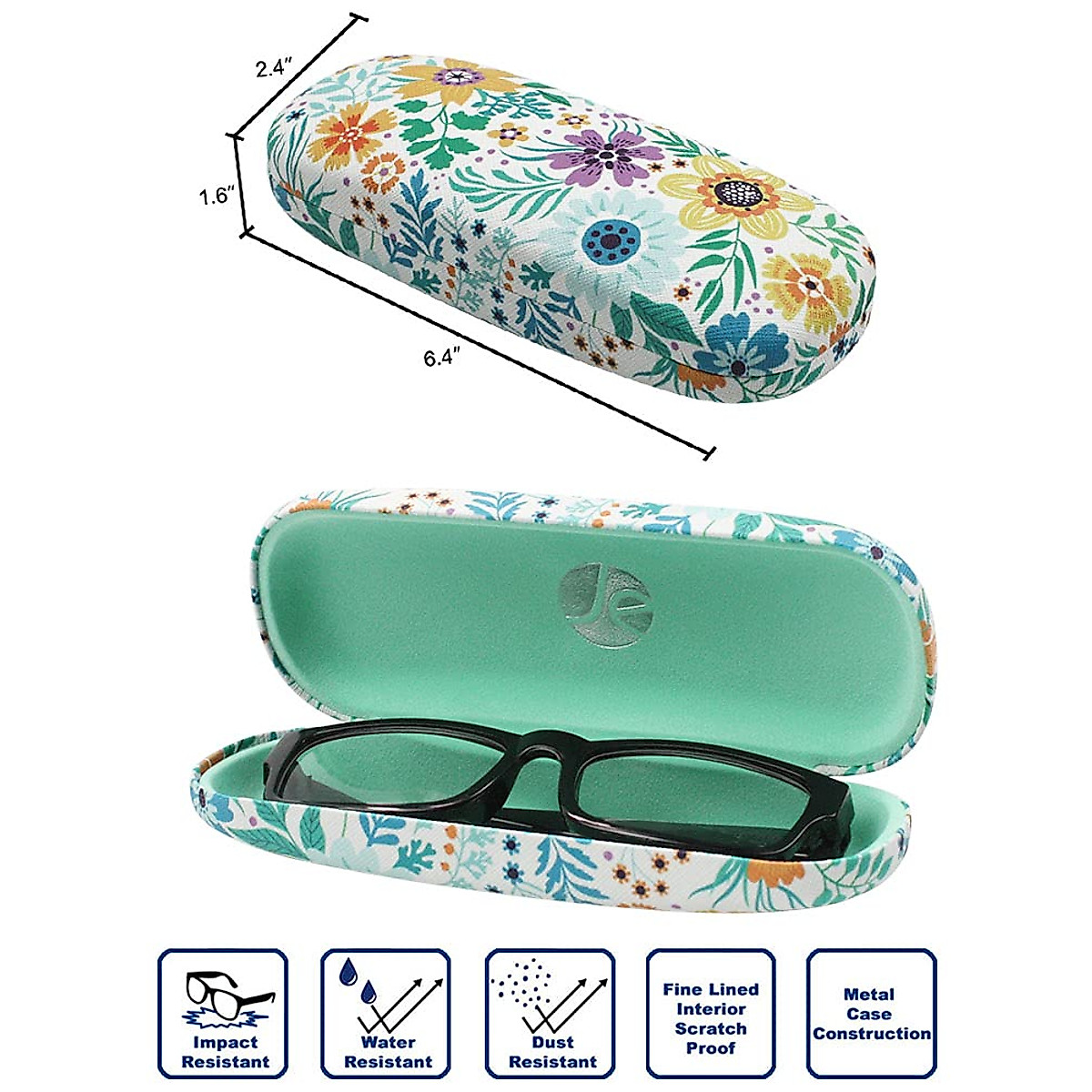 JAVOedge [3 PACK], Floral Pattern Medium Size Hard Eyeglass Storage Case Fits Most Glasses With Micro Cloth - Style C