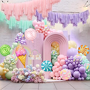 169 PCS Sweet Candy Balloon Garland Arch Kit 5/10/18 Inch Pastel Rainbow Latex Balloons Lollipop Ice Cream Foil Balloons for Candyland Party Girl Boy Birthday Party Baby Shower Decorations
