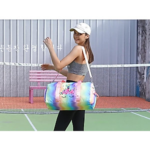 BLUBOON Duffle Bag Girls Kids Cute Gym Bag with Shoes Compartment & Wet Separation Waterproof Sports Overnight Travel Bag Dance Bag