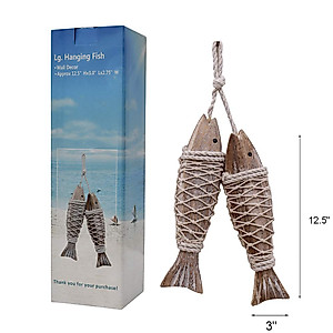 Antique Wood Fish Decor Ornament Wall Hanging Wooden Fish Decorations for Home Nautical Theme