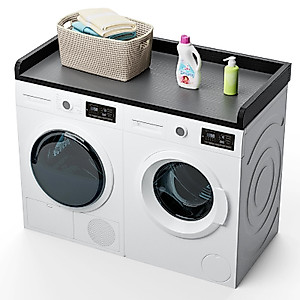 Washer Dryer Countertop 27.5" W x 54" L Laundry countertop for Storage and Organization with Edge Rails, Black