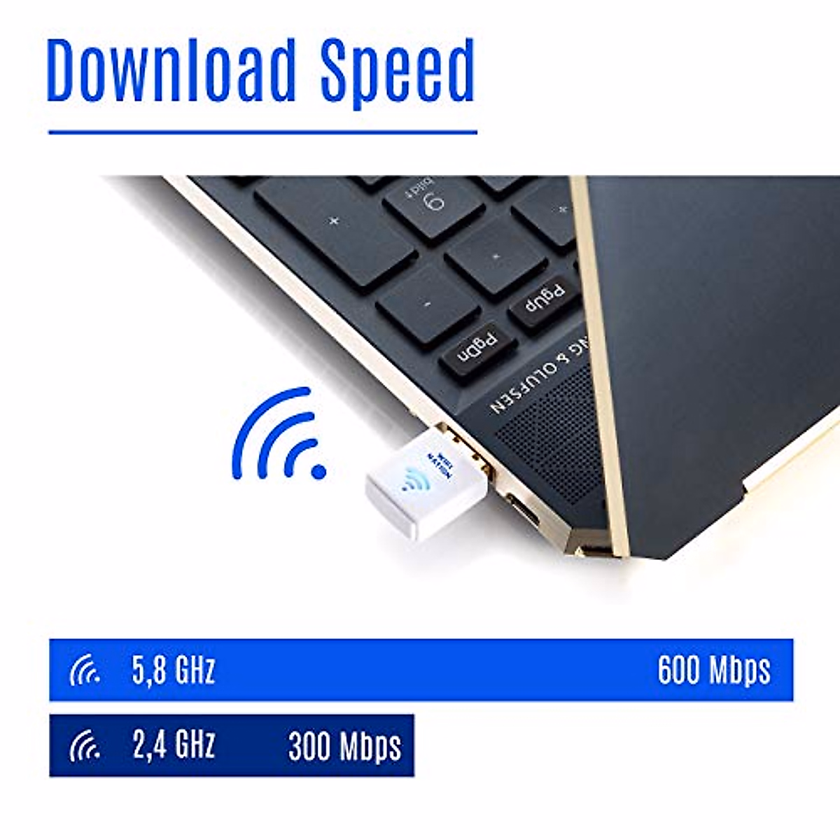 WiFi Nation® WiFi Dongle Mini 802.11ac AC600 USB WiFi Adapter, chipset: Realtek RTL8811AU, Dual Band 2.4GHz or 5GHz, Windows, MacOS, Linux Supported - White