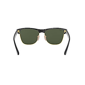 Ray-Ban RB4175 Clubmaster Oversized Square Sunglasses, Demi Gloss Black On Gold/G-15 Green, 57 mm