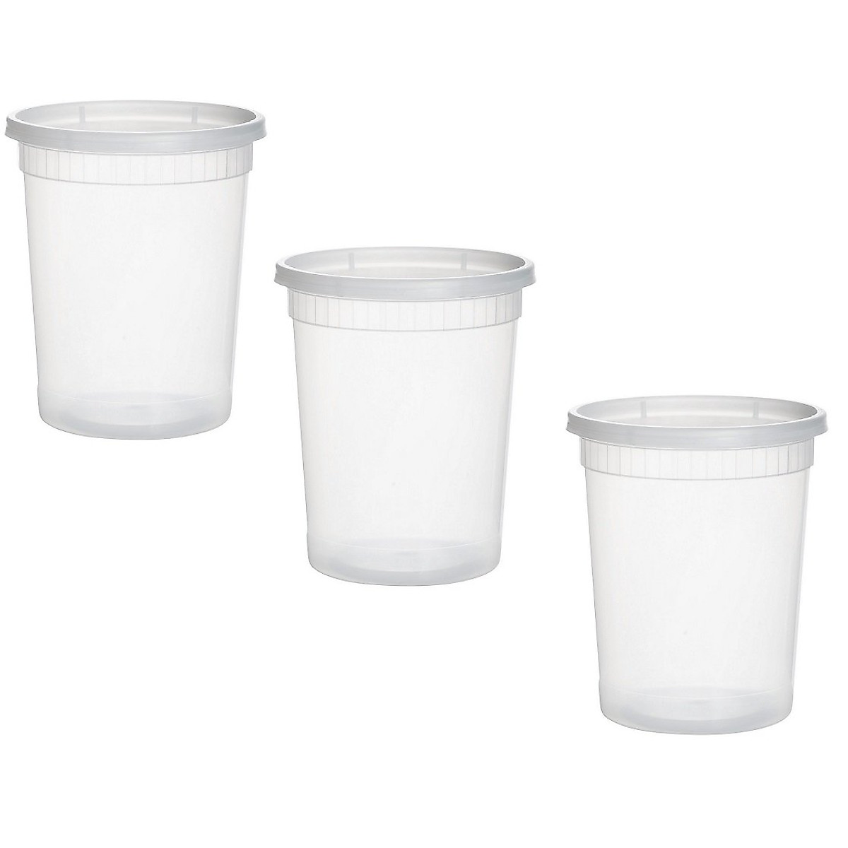 Mr Miracle Deli Containers with Lids - 12 Pack of 32 oz Clear Airtight Reusable Plastic Food and Multi-Purpose Containers - Microwave, Freezer, and Dishwasher Safe
