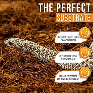 ReptiEarth Reptile Bedding, Fluffy Coconut Fiber Substrate Organic Coco for Bioactive Snake Terrarium, Lizard Tanks with Plants, for Frog Habitat, Tarantula or Hermit Crab Enclosure (72 Quart Block)
