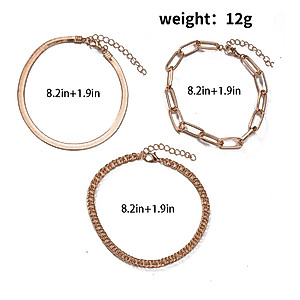Generic Thick Chain Anklet Bracelet Gold Layered Anklet Set Fashion Foot Jewelry for Women and Teen Girl 3Pcs