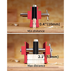 DAYDOOR Self Centering Doweling Jig, Adjustable Width Dowel Jig for Straight Holes, Biscuit Joiner Set with 6 Bushings and 3 Drill Bits(Red)