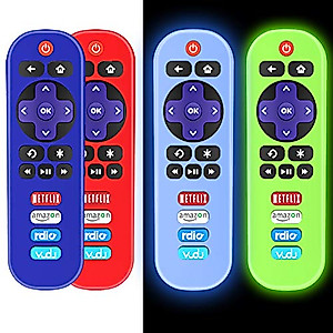 TOLUOHU(4 Pack) RC280 TCL Roku TV Remote Control Case Cover Silicone(Glow in Dark) RC280 TCL Roku TV Remote Skin Sleeve Shockproof with Lanyard