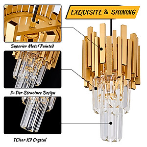 Faibra Gold Crystal Pendant Light 1-Light Mini Modern Luxury Crystal Pendant Light for Dining Room, Bedroom, Kitchen, Living Room