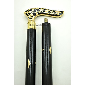 Unique Nautical Walking Cane Beautiful Handle Walking Folding Stick With Brass Handle And Brass Inlay For Men And Women