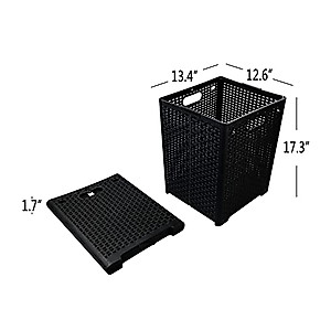 Pekky 2-Pack Plastic Folding Hamper, 42 L Collapsible Laundry Basket, Black