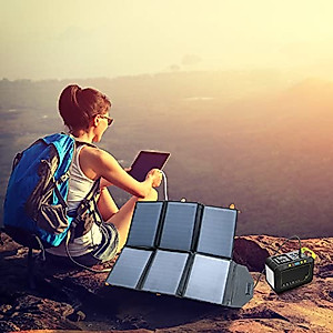 60W Portable Solar Panels,Foldable Solar Panel Charger with Fast Charging QC3.0 USB-A PD3.0 USB-C DC Output,Waterproof Solar Generator for 100-500W Power Station Camping Hiking RV(Without Generator)