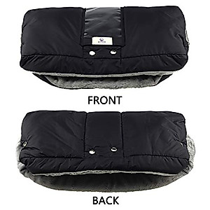 Fleece Stroller Hand Muff, BETITETO Winter Anti-Freeze Gloves for Baby Stroller Jogger Pram Water Resistant Warmer Gift for Parents and Caregivers (Black)